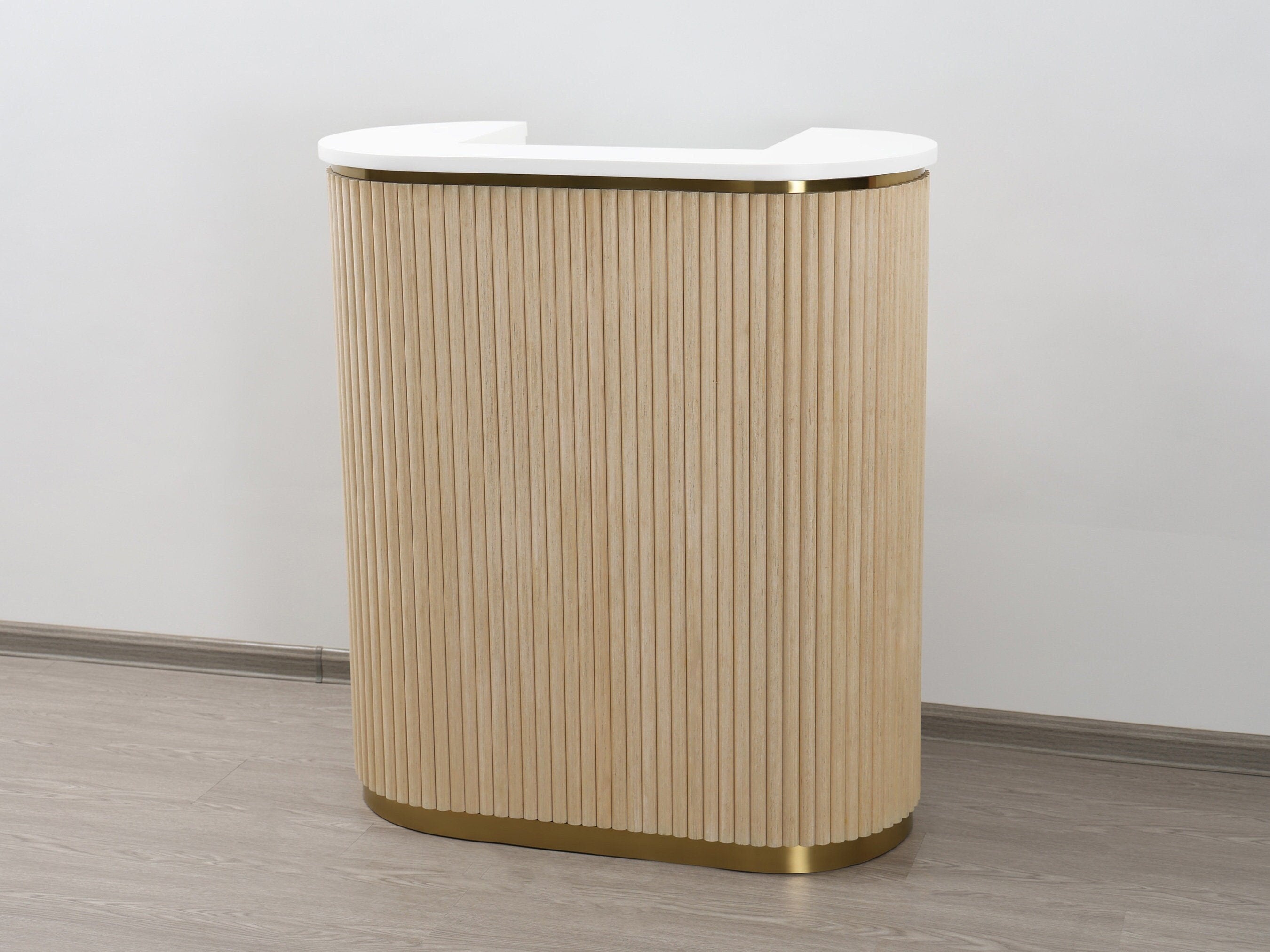 Mila - Natural Oak Tambour Reception Desk, Small (39") – Natura DesignWorks